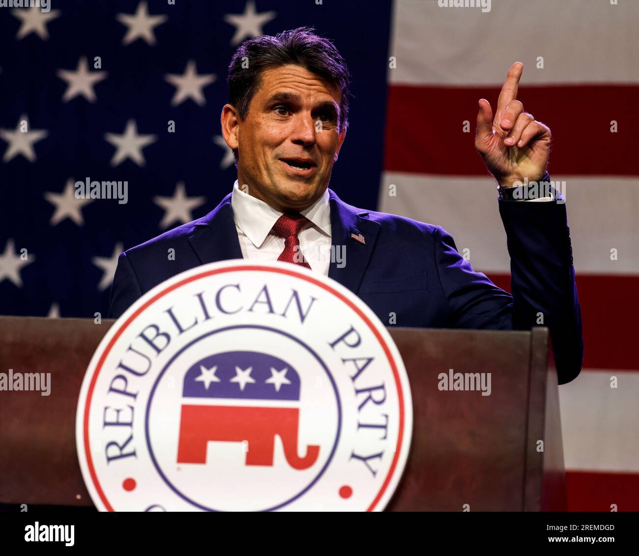 Des Moines, USA. 28th July, 2023. Republican presidential candidate ...