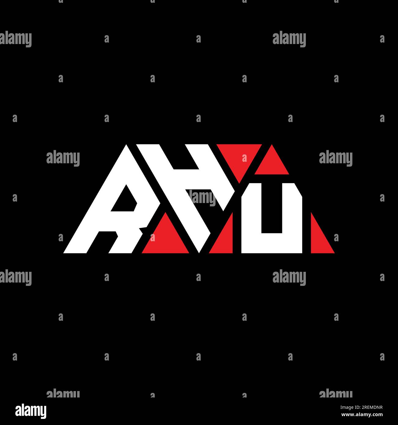 RHU triangle letter logo design with triangle shape. RHU triangle logo ...