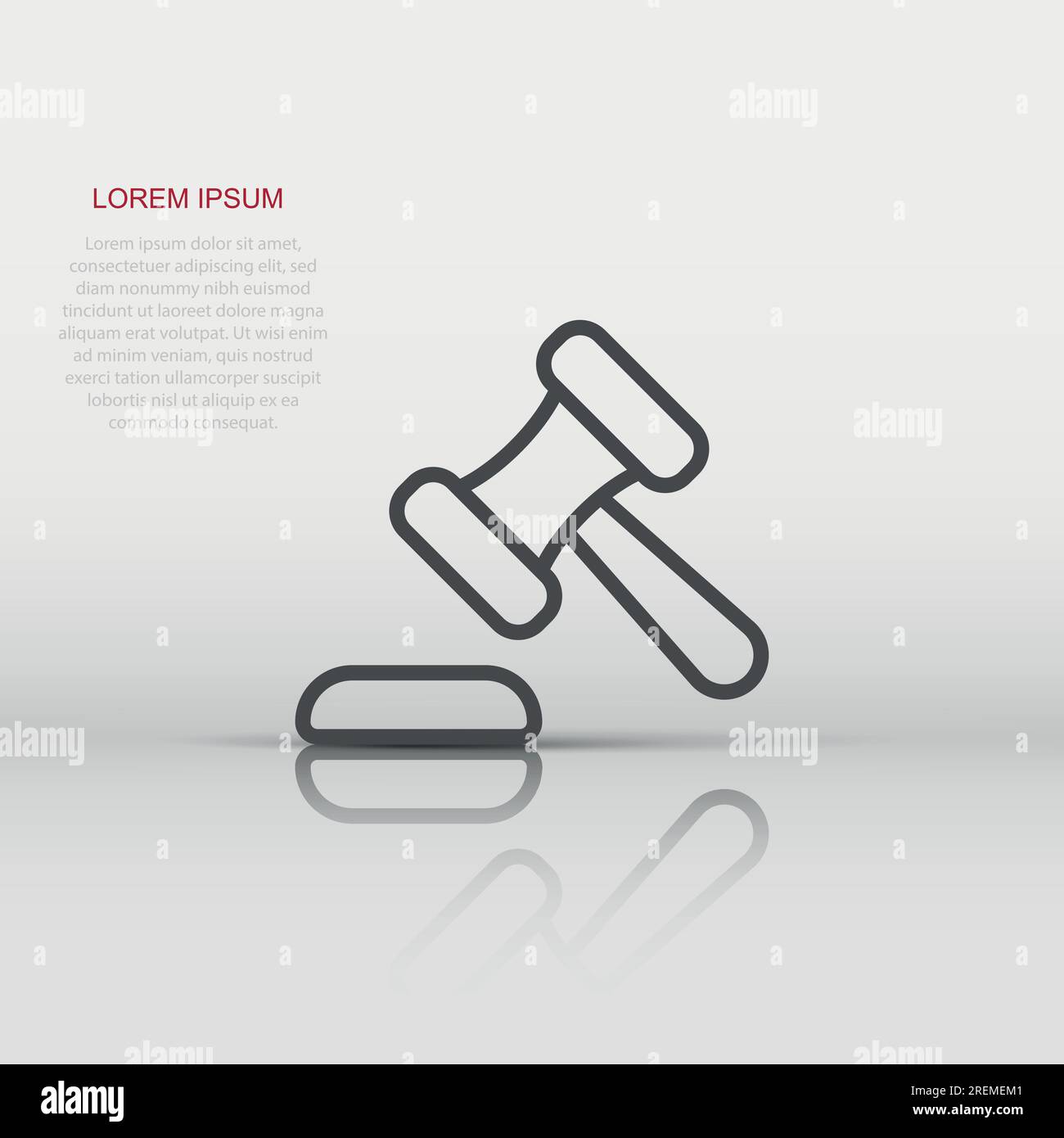 Auction hammer icon in flat style. Court sign vector illustration on ...