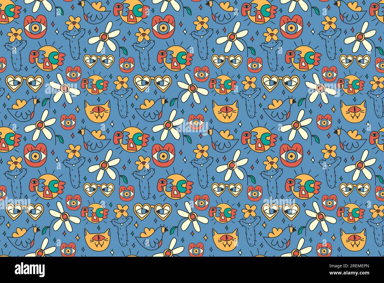 Vector bright cartoon retro for packaging,print Stock Vector Image ...