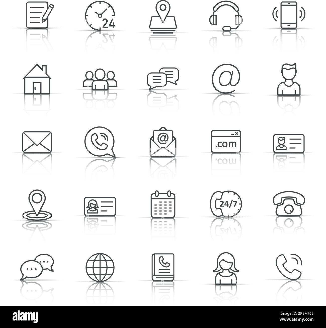 Contact icon set in flat style. Phone communication vector illustration ...