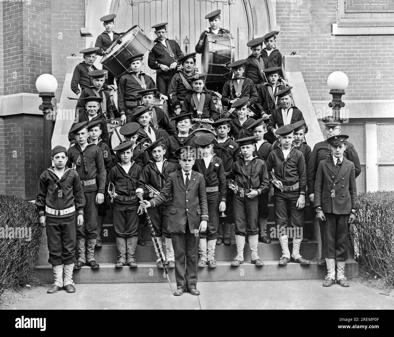 New York, New York: c. 1927. The Flatbush Boys' Club Band, which took ...