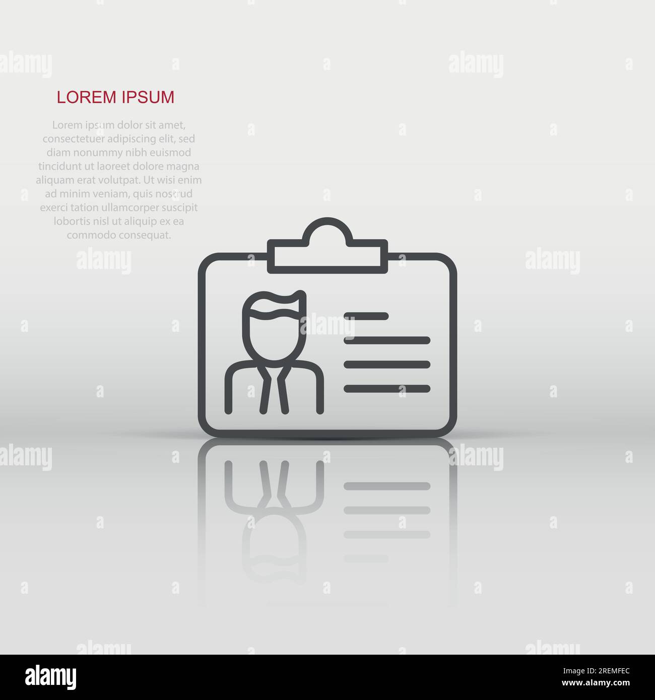 Id card icon in flat style. Identity tag vector illustration on white ...