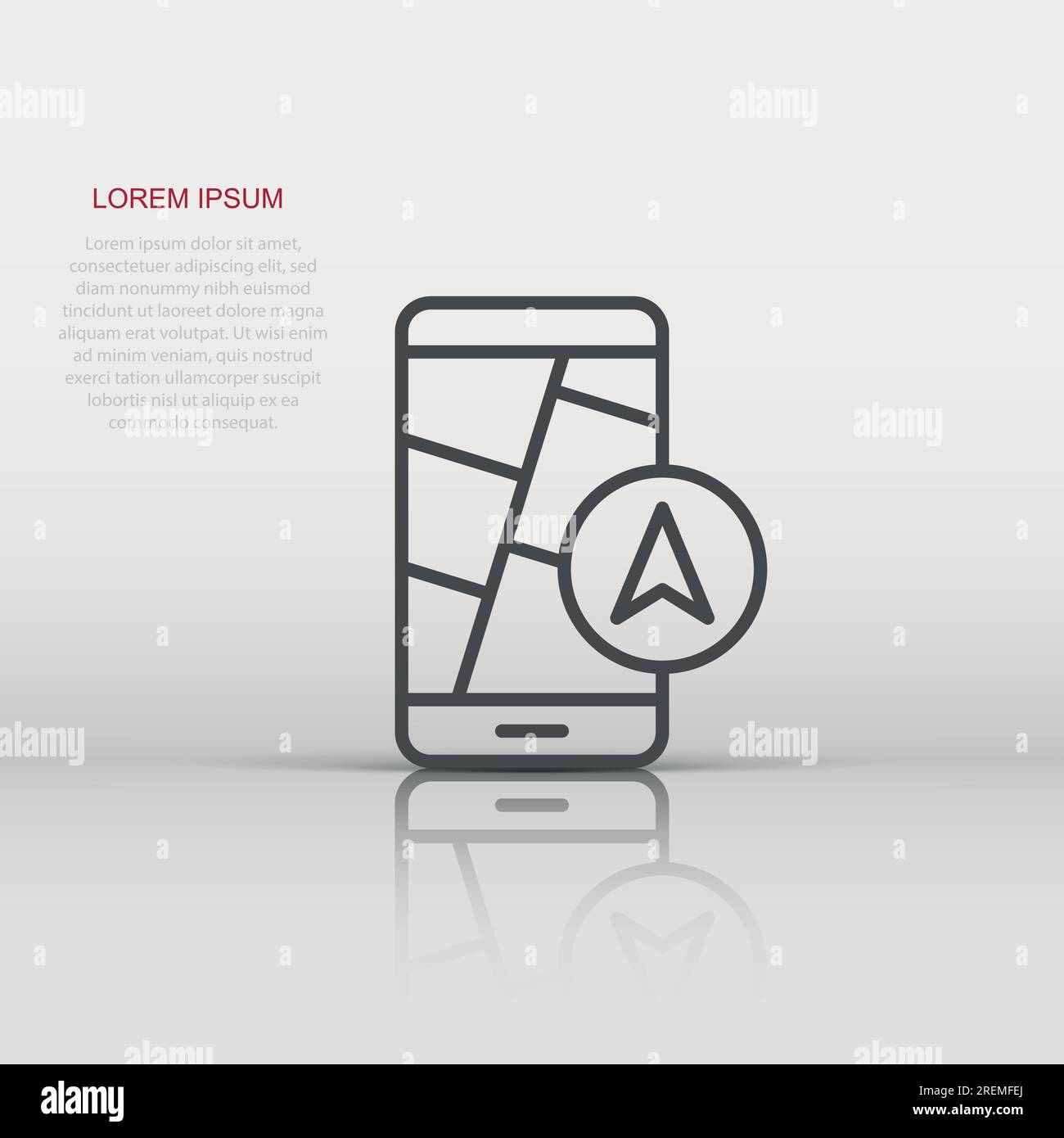 Smartphone map icon in flat style. Mobile phone gps navigation vector ...