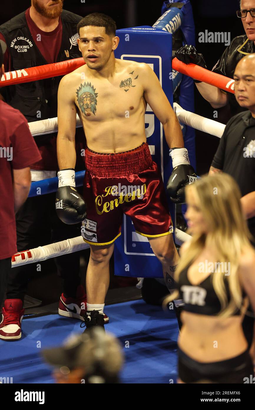 Las Vegas, NV, USA. 28th July, 2023. Juan Centeno in the ring prior to his fight at the Pearl ...