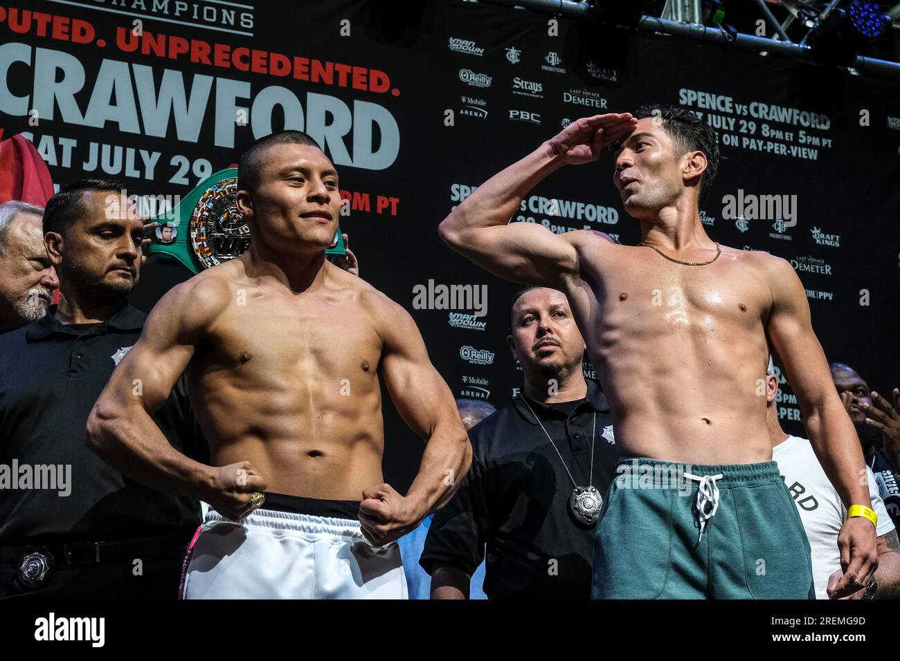 Las Vegas, Nevada, USA. 14th July, 2023. Isaac ""˜Pitbull' Cruz weighs ...