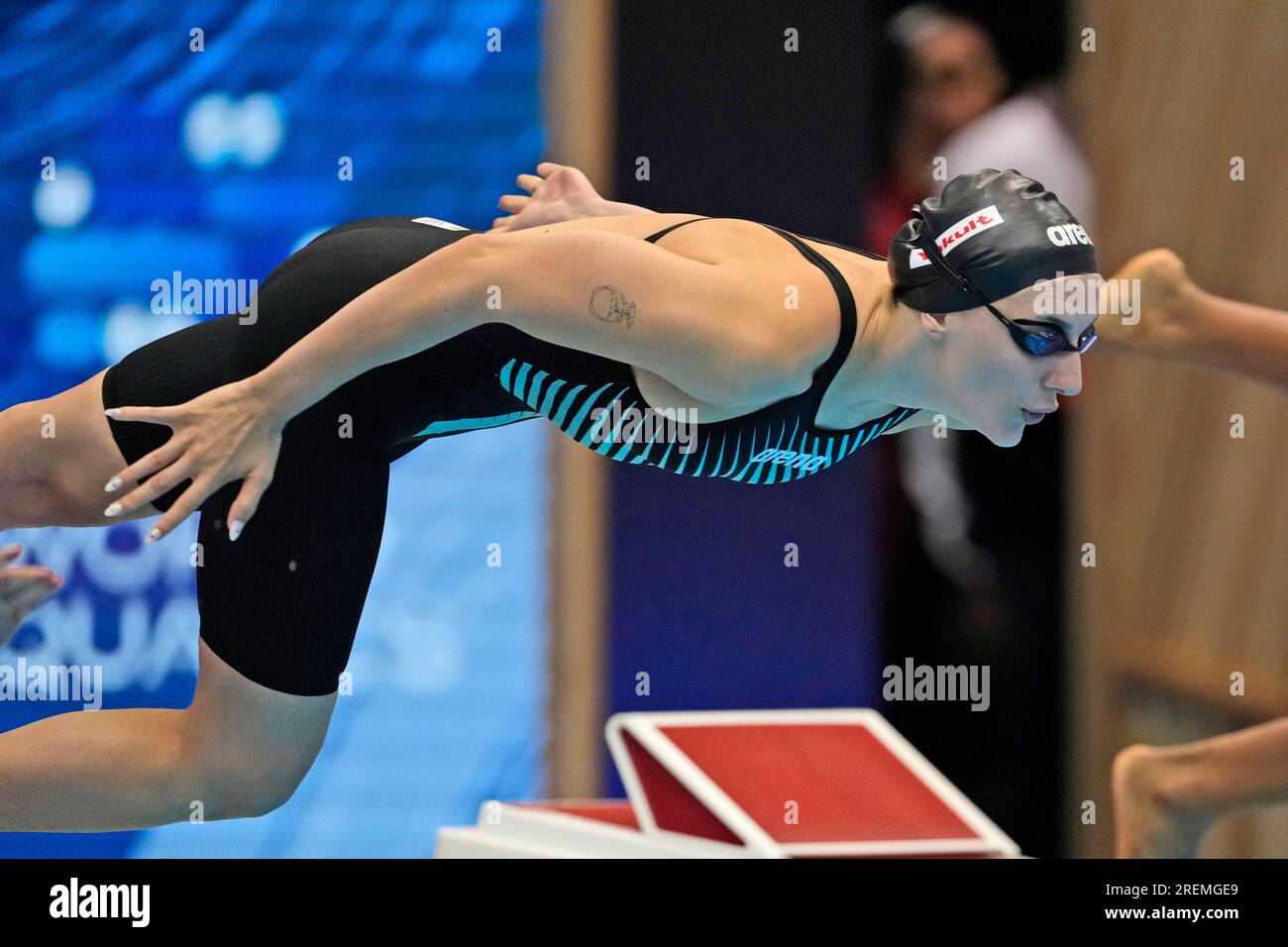 Marie Khoury of Lebanon competes during the women's 50m freestyle heat ...