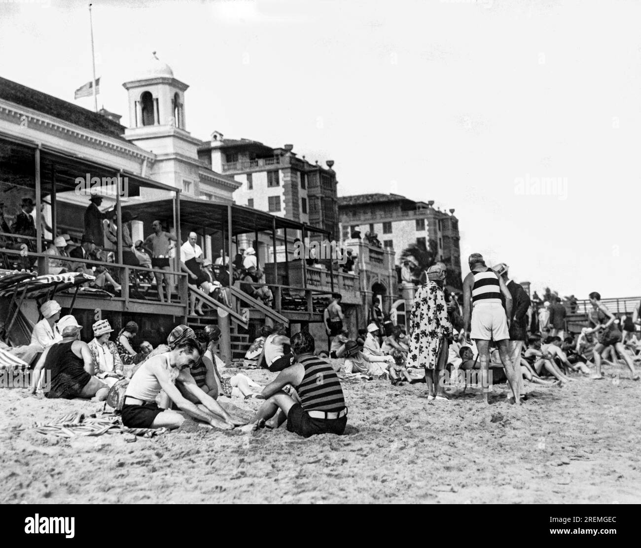 Palm Beach, Florida: c. 1926 A general view of the bathing beach in ...
