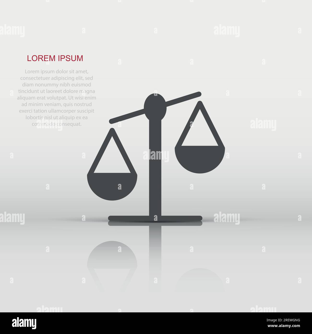 Scale balance icon in flat style. Justice vector illustration on white ...