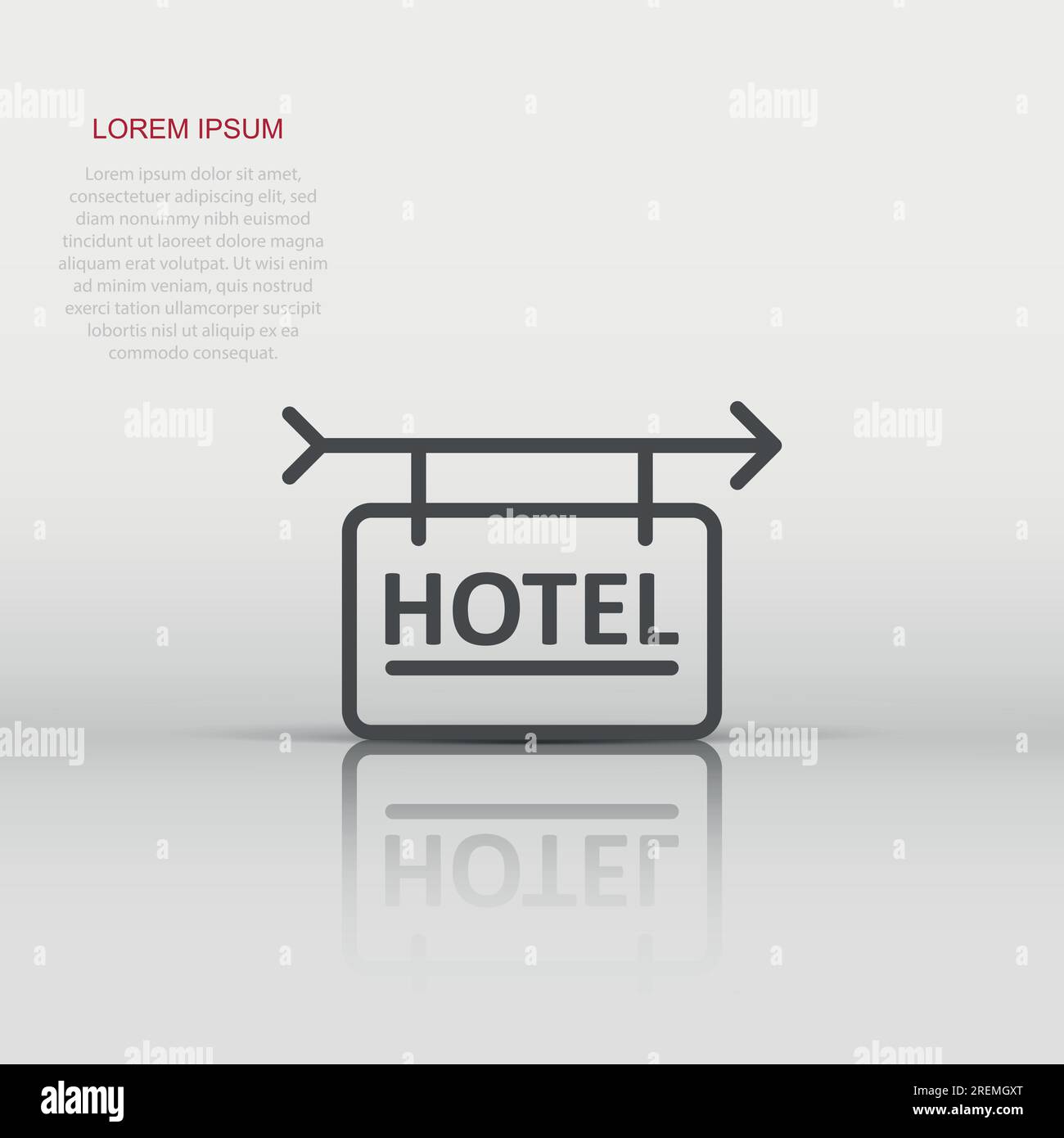 Hotel sign icon in flat style. Inn vector illustration on white ...