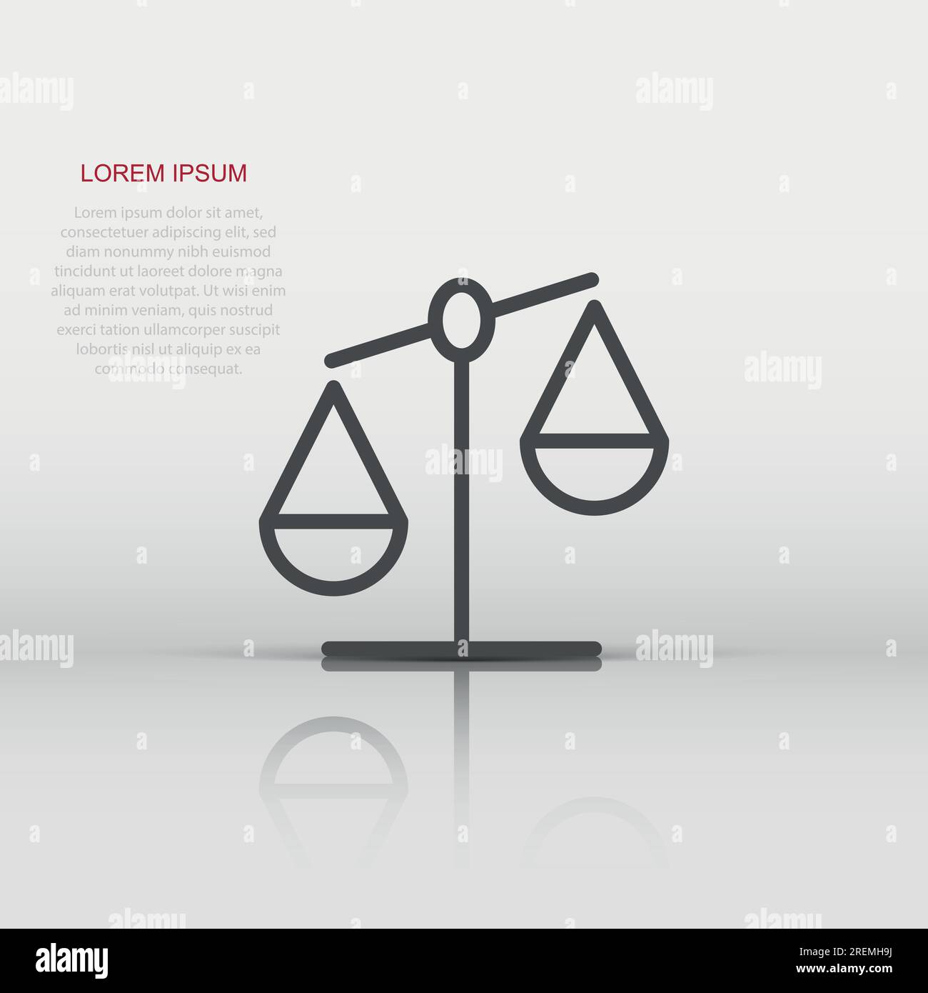 Scale balance icon in flat style. Justice vector illustration on white ...
