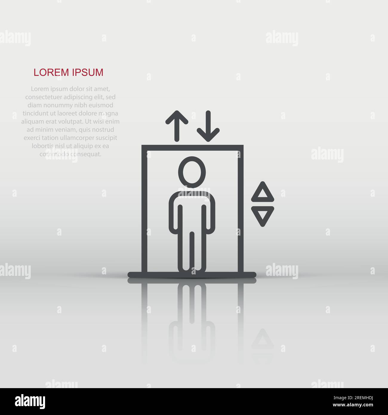 Elevator icon in flat style. Lift vector illustration on white isolated ...