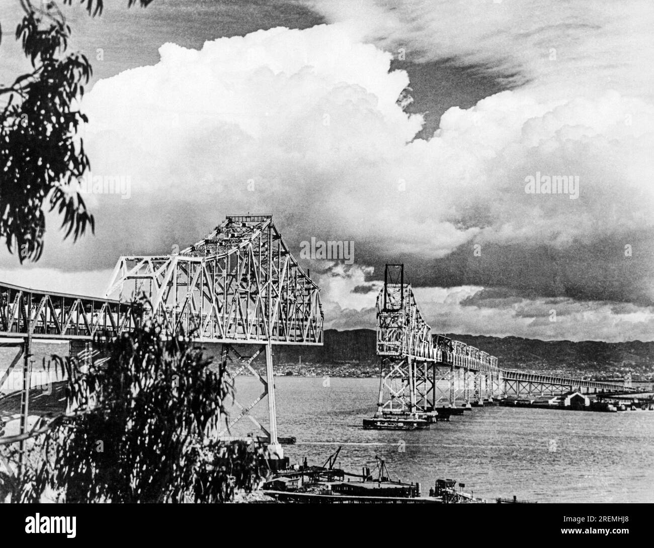 San Francisco, California: 1936 The construction of the cantilever ...