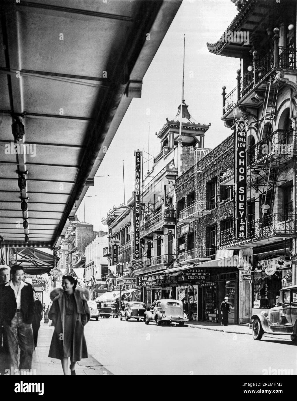 San Francisco, California: March 30, 1945 A view down Grant Avenue ...