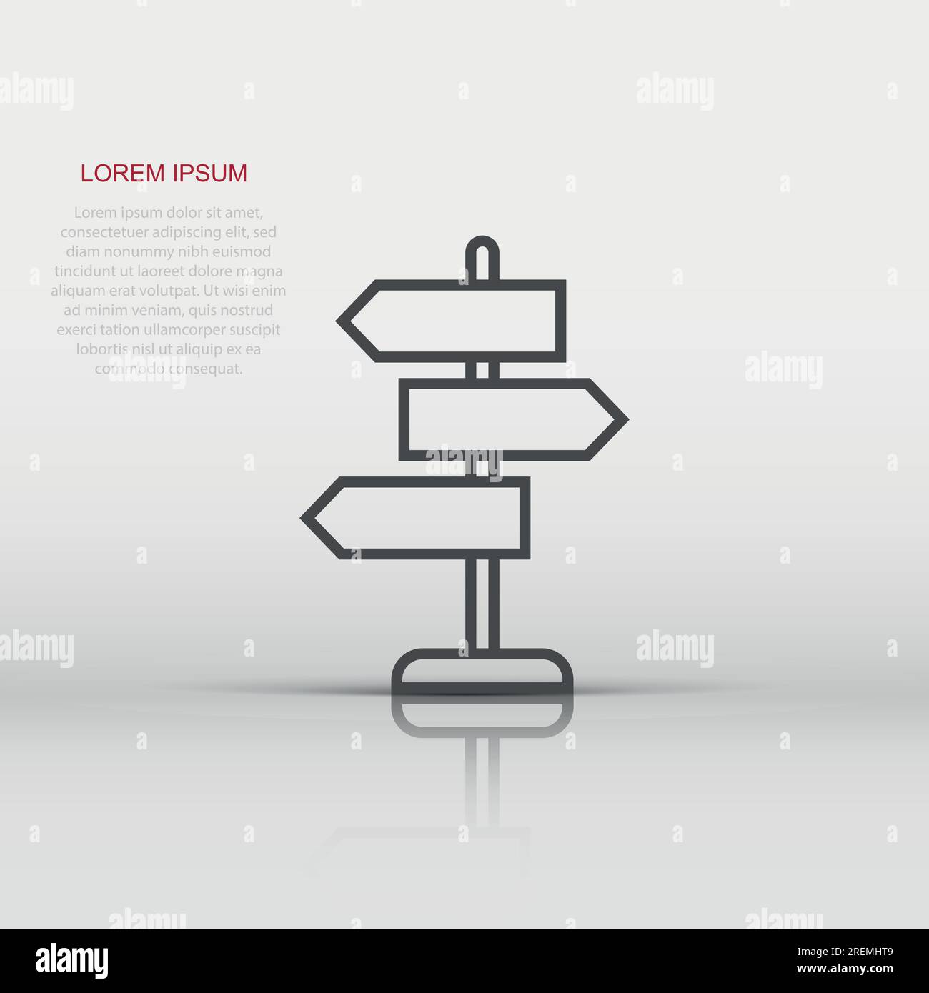 Crossroad signpost icon in flat style. Road direction vector ...