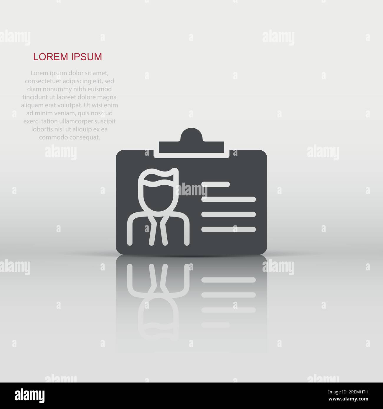 Id card icon in flat style. Identity tag vector illustration on white ...