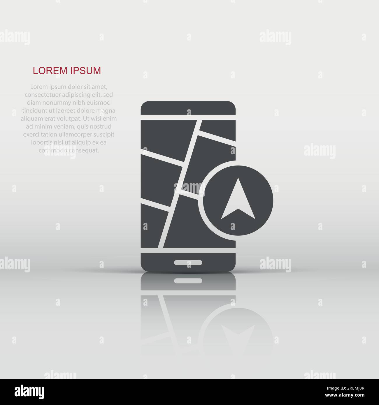 Smartphone map icon in flat style. Mobile phone gps navigation vector ...