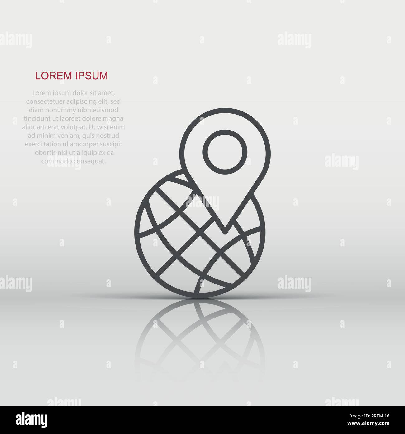 Global navigation icon in flat style. Globe pin gps vector illustration ...