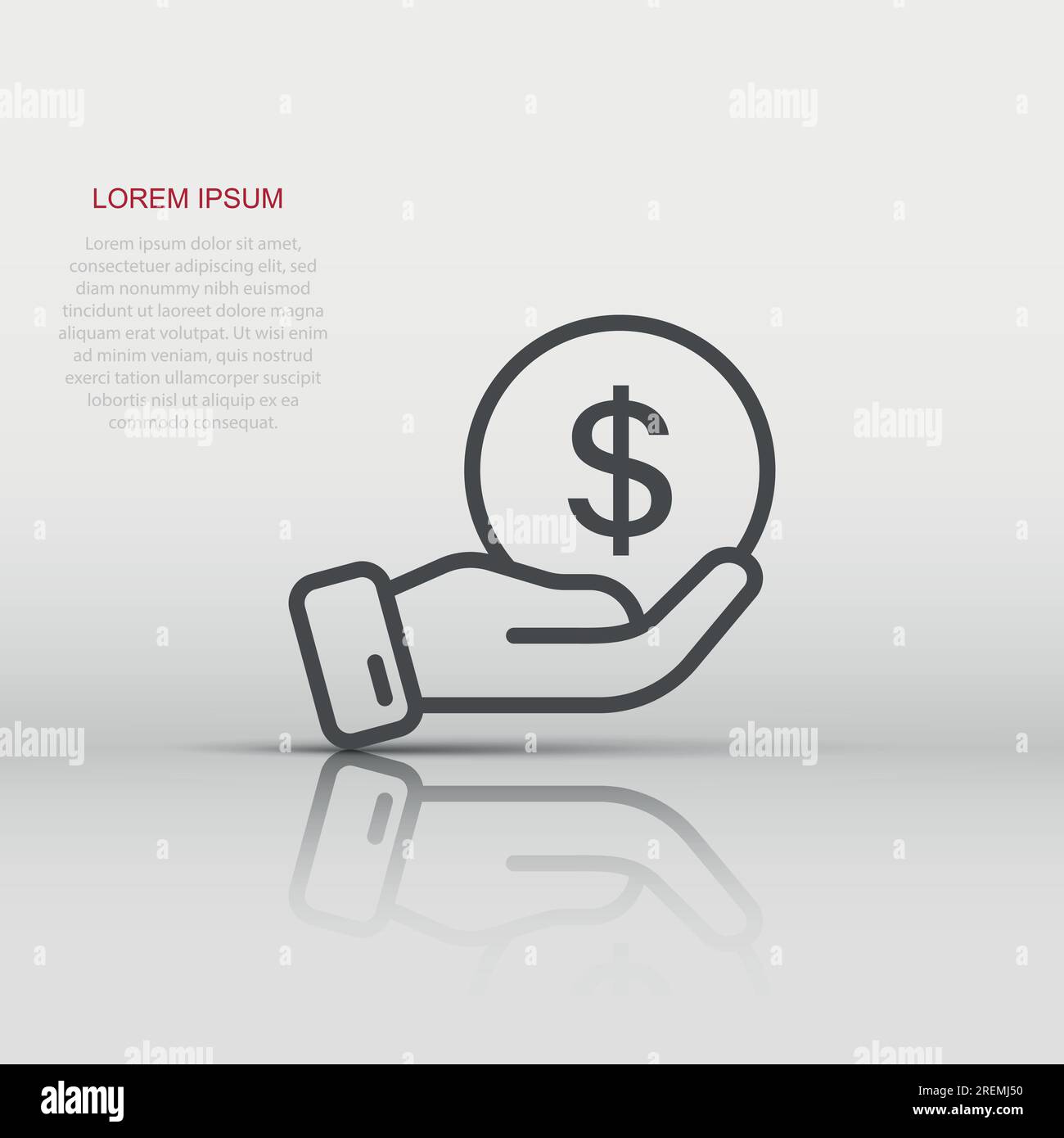 Remuneration icon in flat style. Money in hand vector illustration on ...