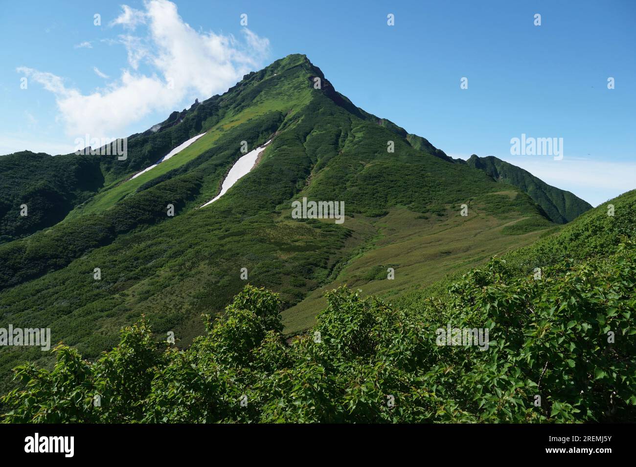 The summit of Mount Rishiri is pictured from 8th station in Rishiri ...
