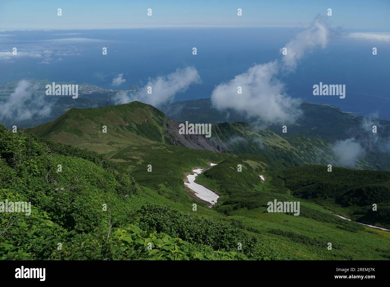 The slope of Mount Rishiri is pictured in Rishiri-fuji Town, Hokkaido ...