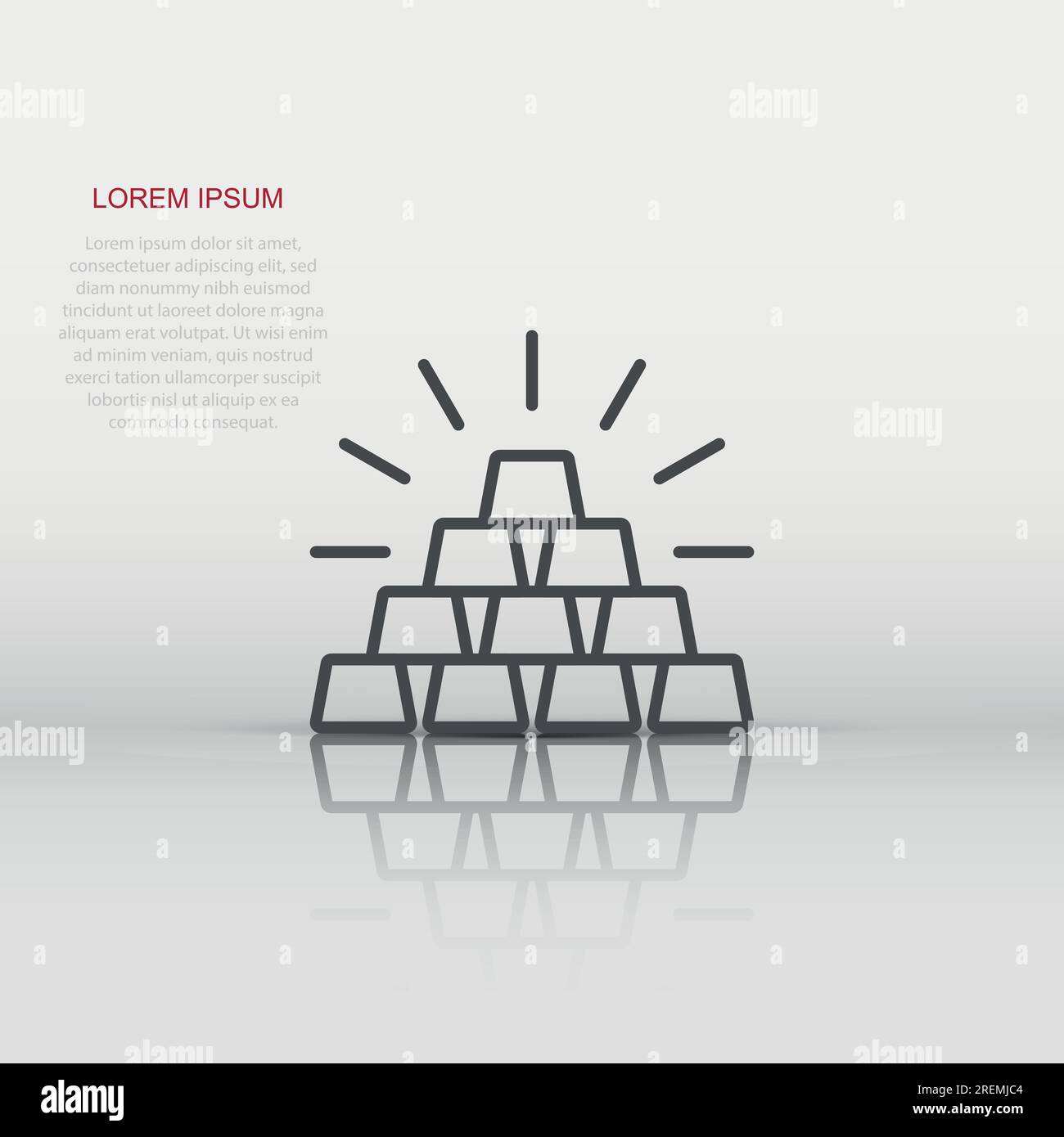 Gold stack icon in flat style. Silver brick vector illustration on ...