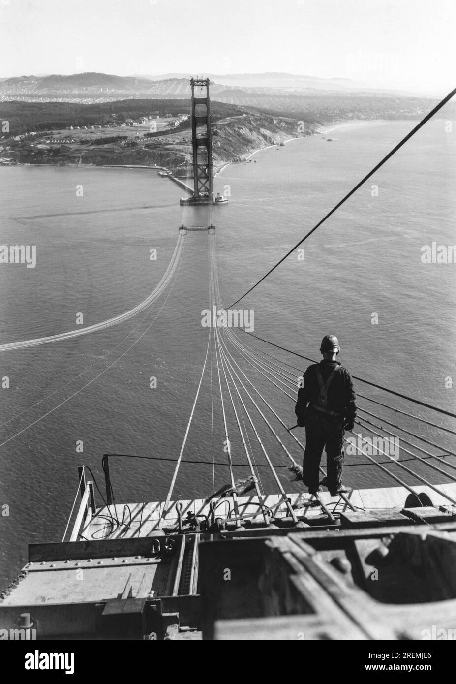 View over the famous golden gate bridge on sunny day Black and White ...