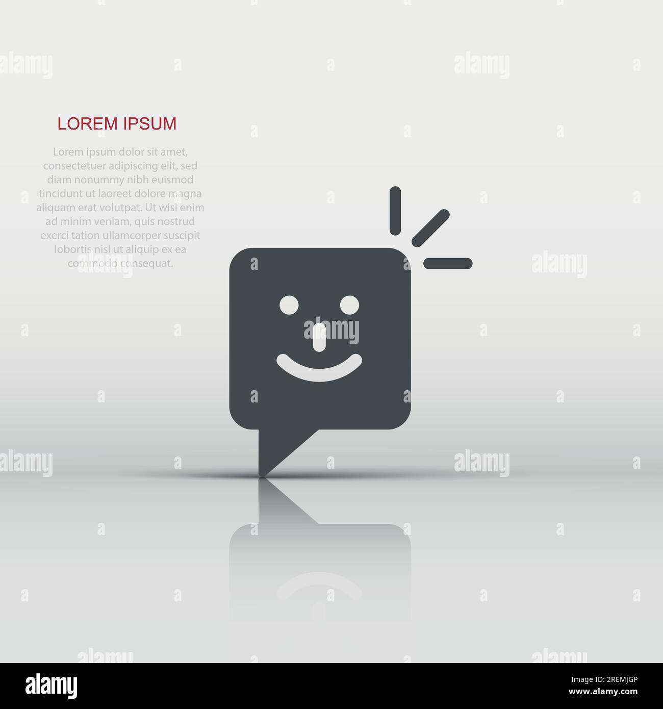 Happy sms icon in flat style. Message speech bubble vector illustration ...