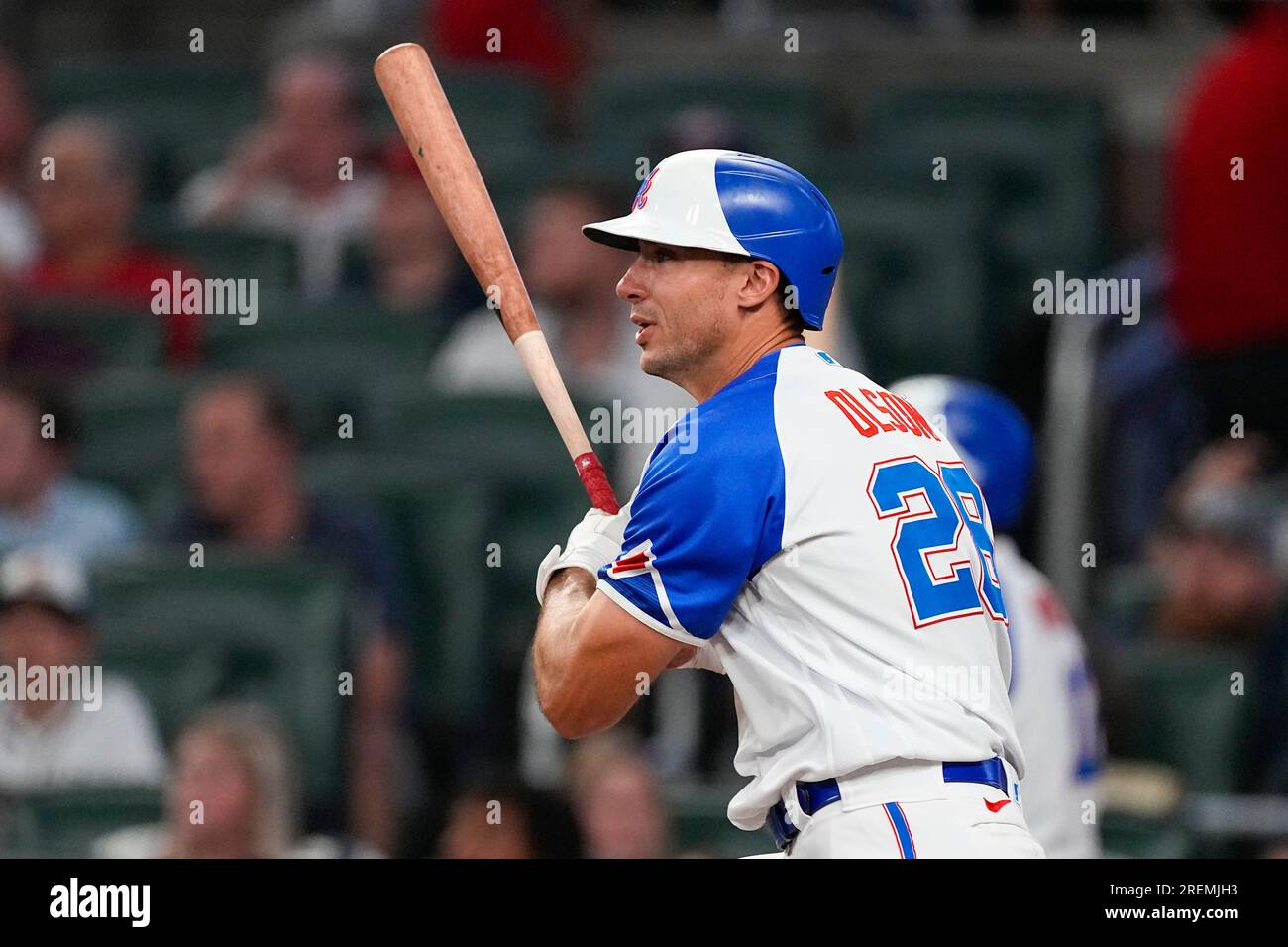 Atlanta Braves first baseman Matt Olson watches his home run in the ...