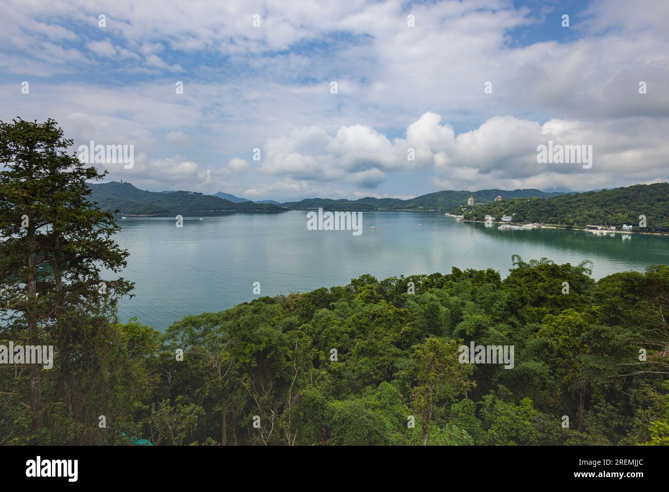 Captivating aerial view of Sun Moon Lake, Taiwan, showcases its serene ...