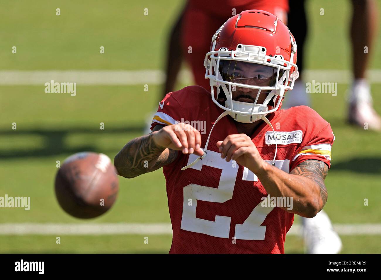 Kansas City Chiefs wide receiver Nikko Remigio catches a ball after NFL ...