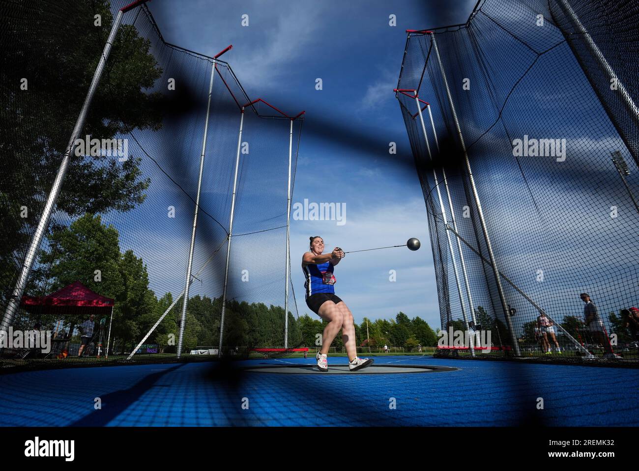 Kaila Butler participates in the women's hammer throw competition at ...