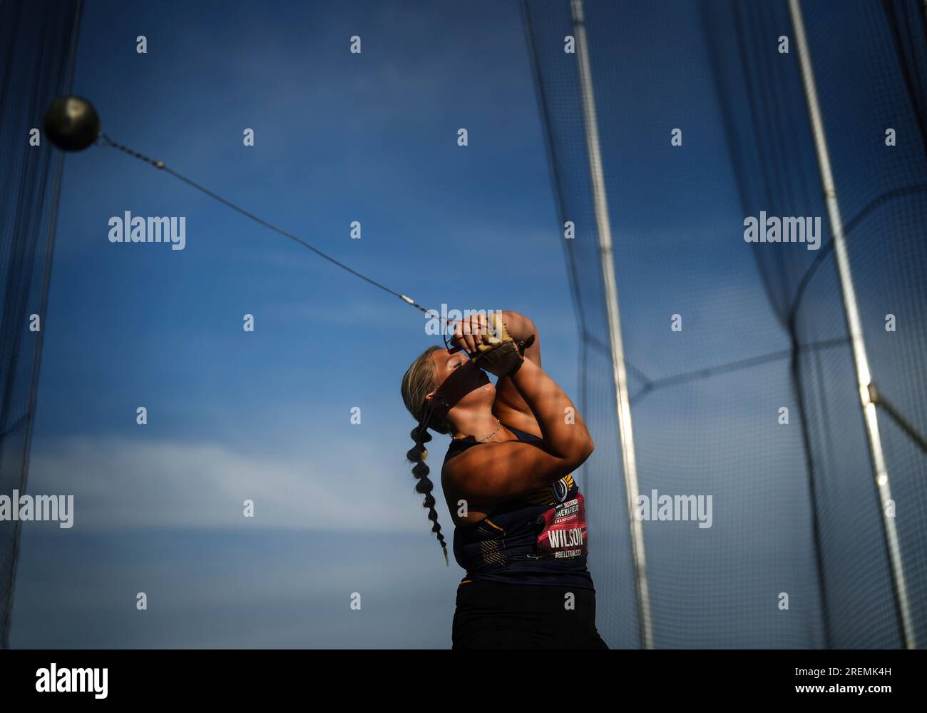 Mackenzie Wilson participates in the women's hammer throw competition ...