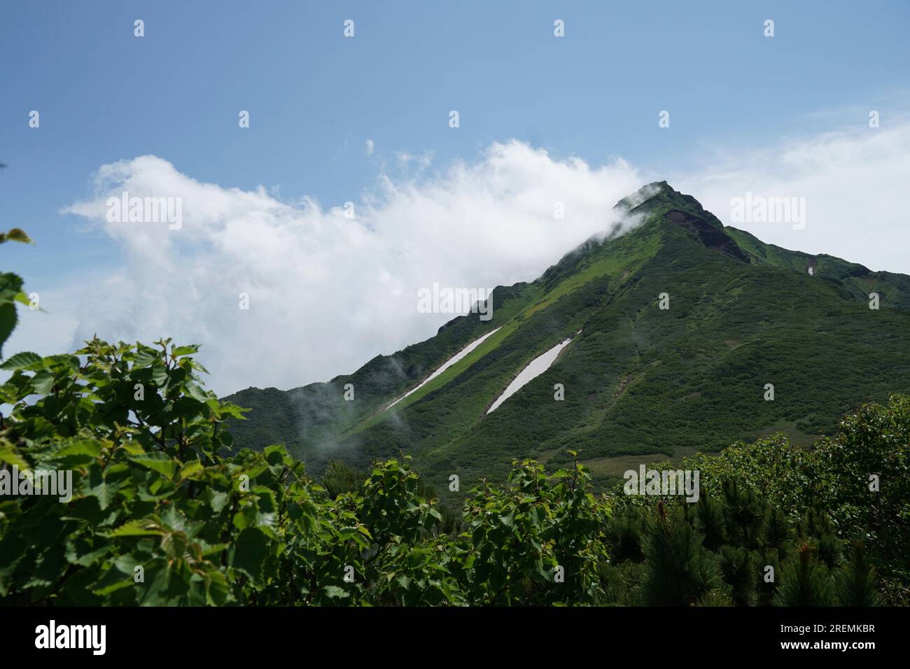 The summit of Mount Rishiri is pictured from 8th station in Rishiri ...