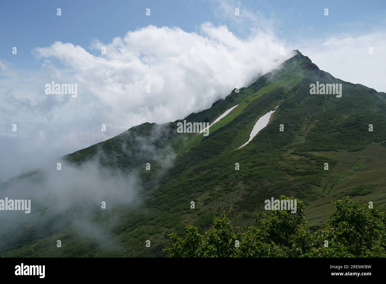 The summit of Mount Rishiri is pictured from 8th station in Rishiri ...