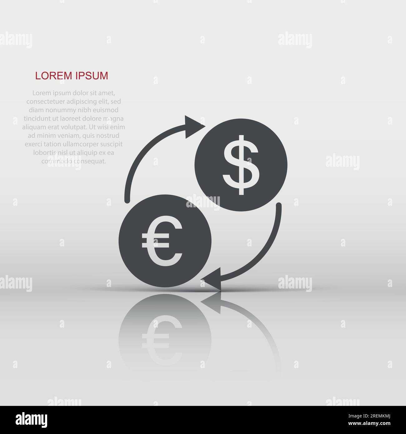 Currency exchange icon in flat style. Dollar euro transfer vector ...