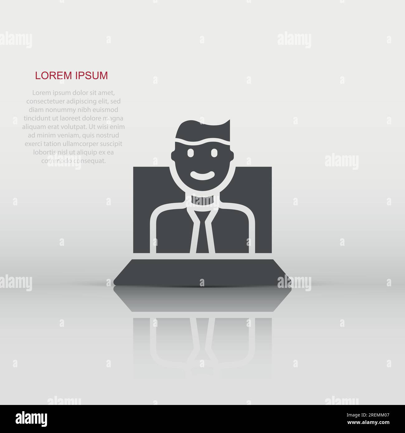 People with laptop computer icon in flat style. Pc user vector ...