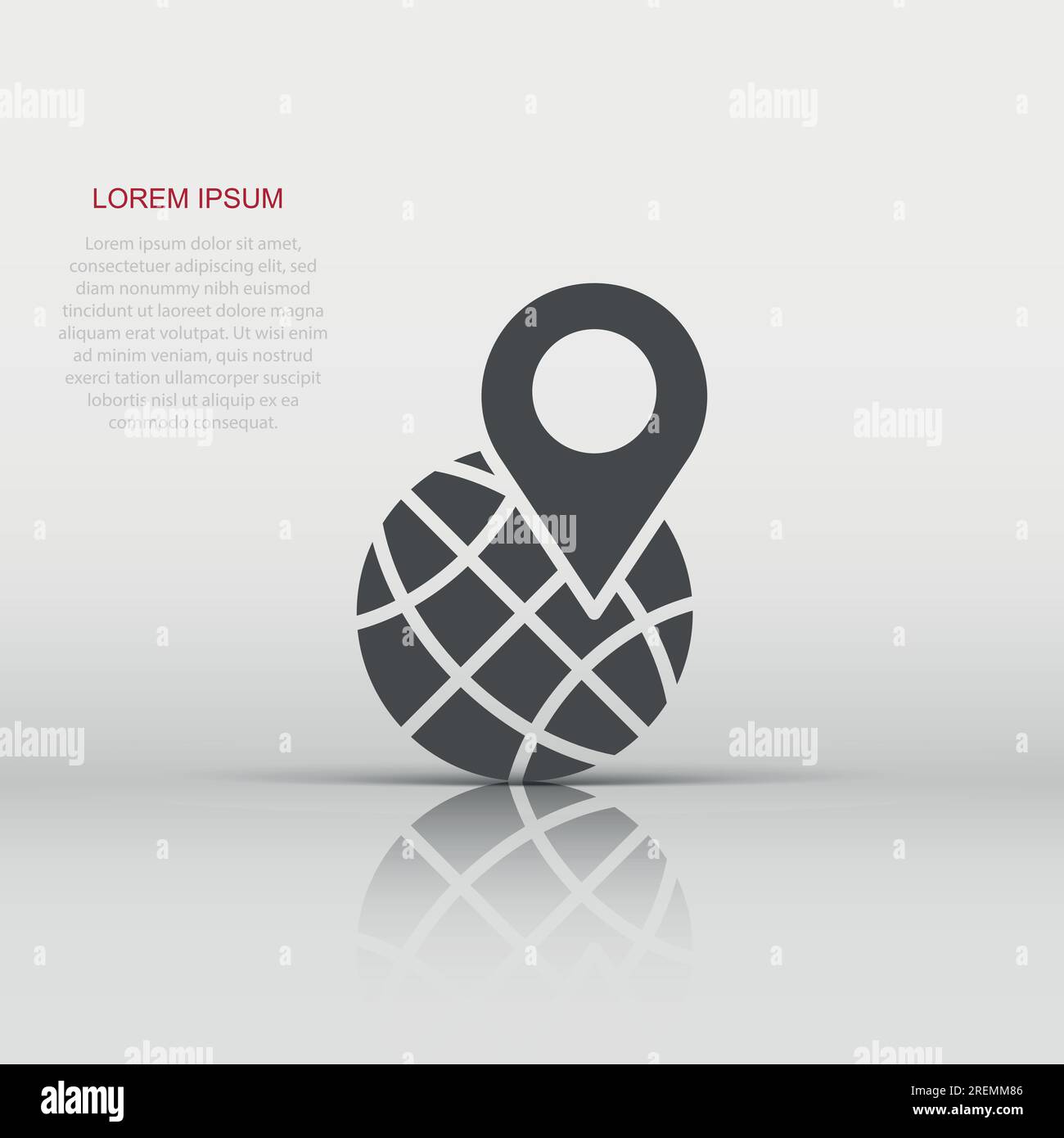 Global navigation icon in flat style. Globe pin gps vector illustration ...