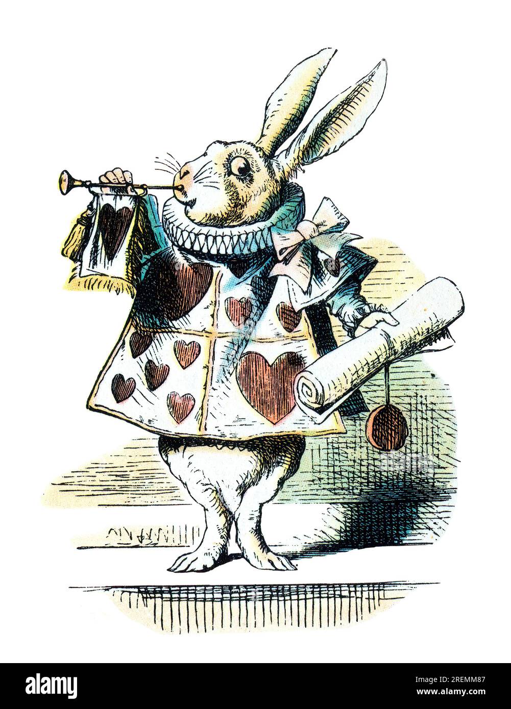 Herald Alice in Wonderland colored Tenniel illustration Stock Photo - Alamy