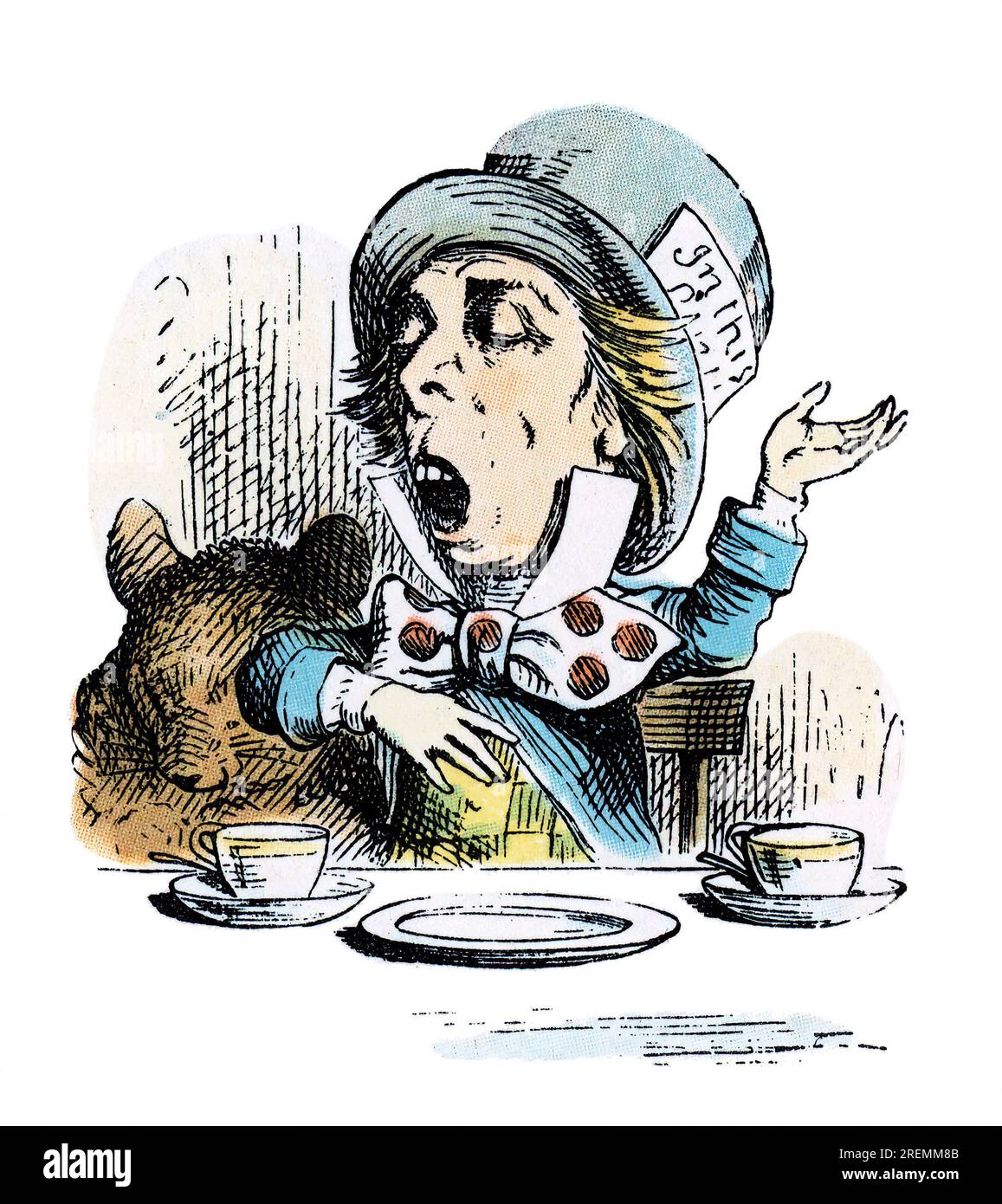 Mad Hatter Alice in Wonderland colored Tenniel illustration Stock Photo ...