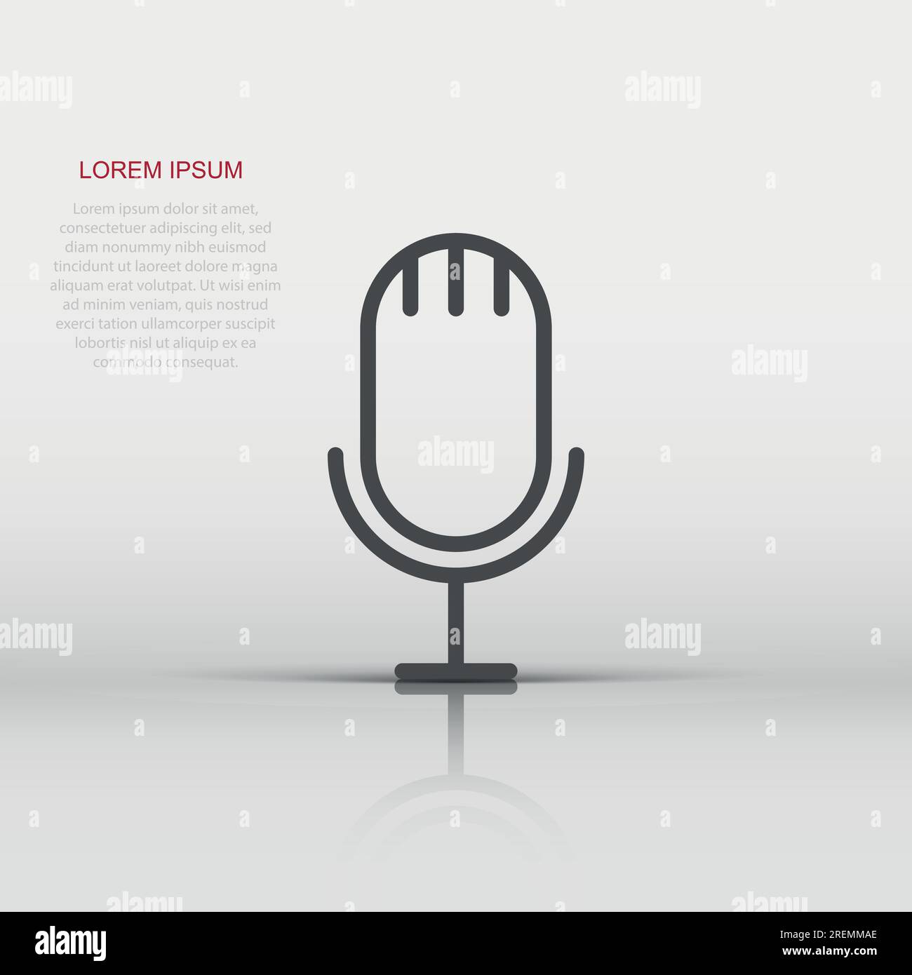Microphone icon in flat style. Studio mike vector illustration on white ...