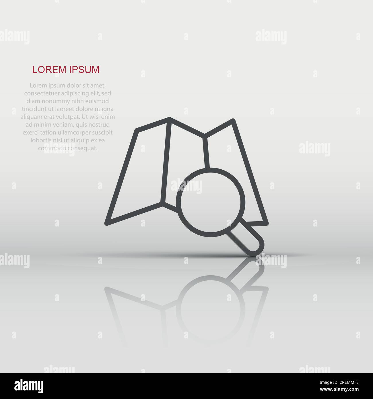 Map with magnifier icon in flat style. Gps navigation vector ...