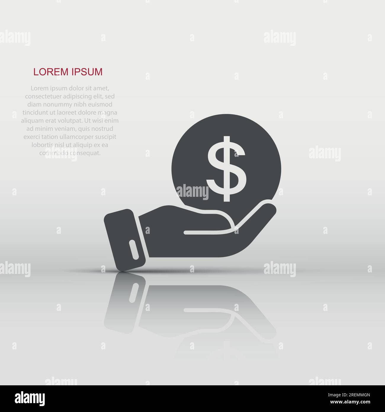 Remuneration icon in flat style. Money in hand vector illustration on ...