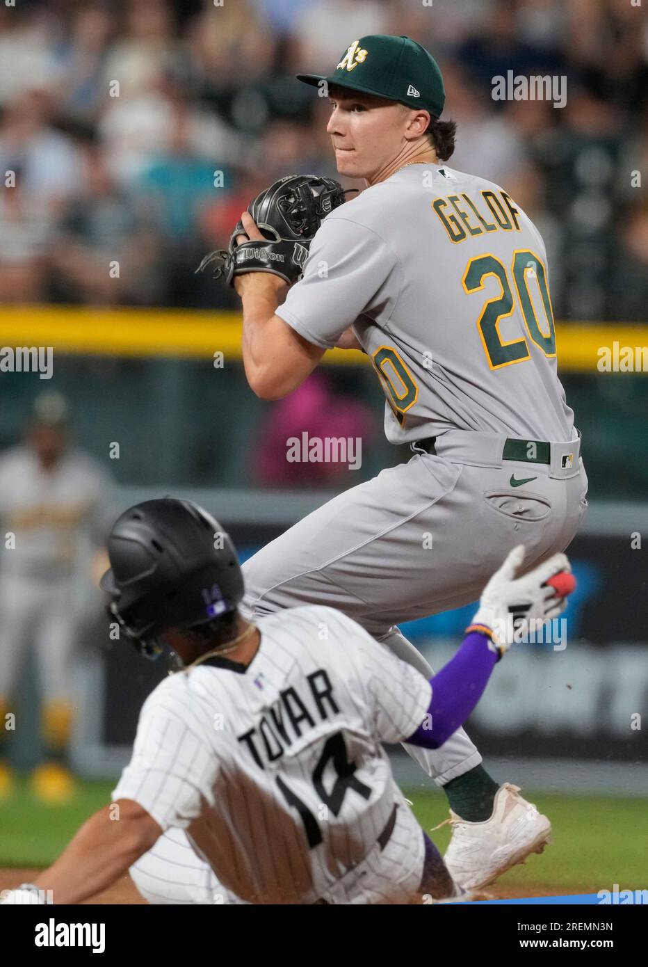 Oakland Athletics second baseman Zack Gelof forces out Colorado Rockies ...