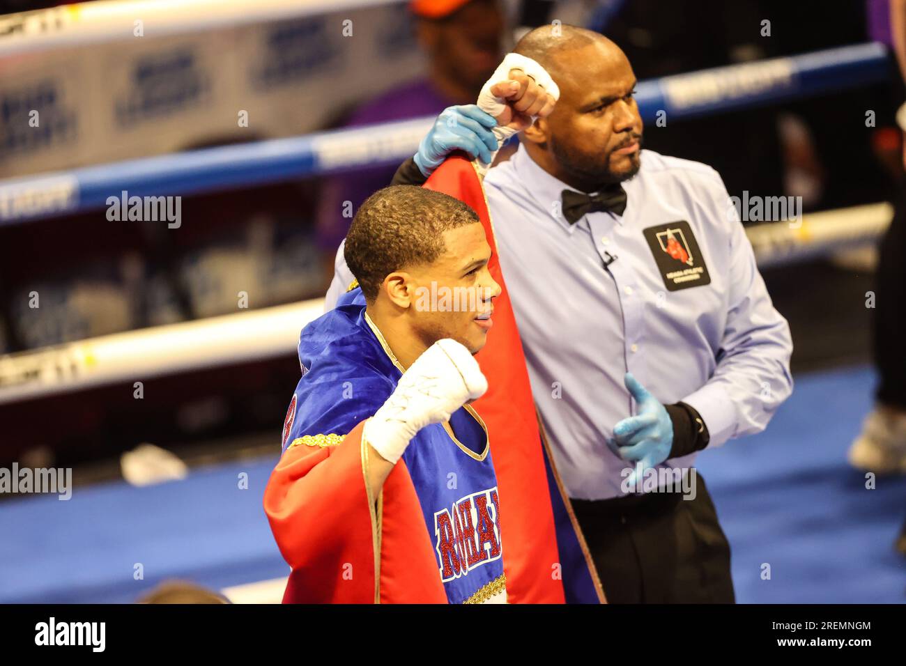 Las Vegas, NV, USA. 28th July, 2023. Rohan Polanco celebrates his ...