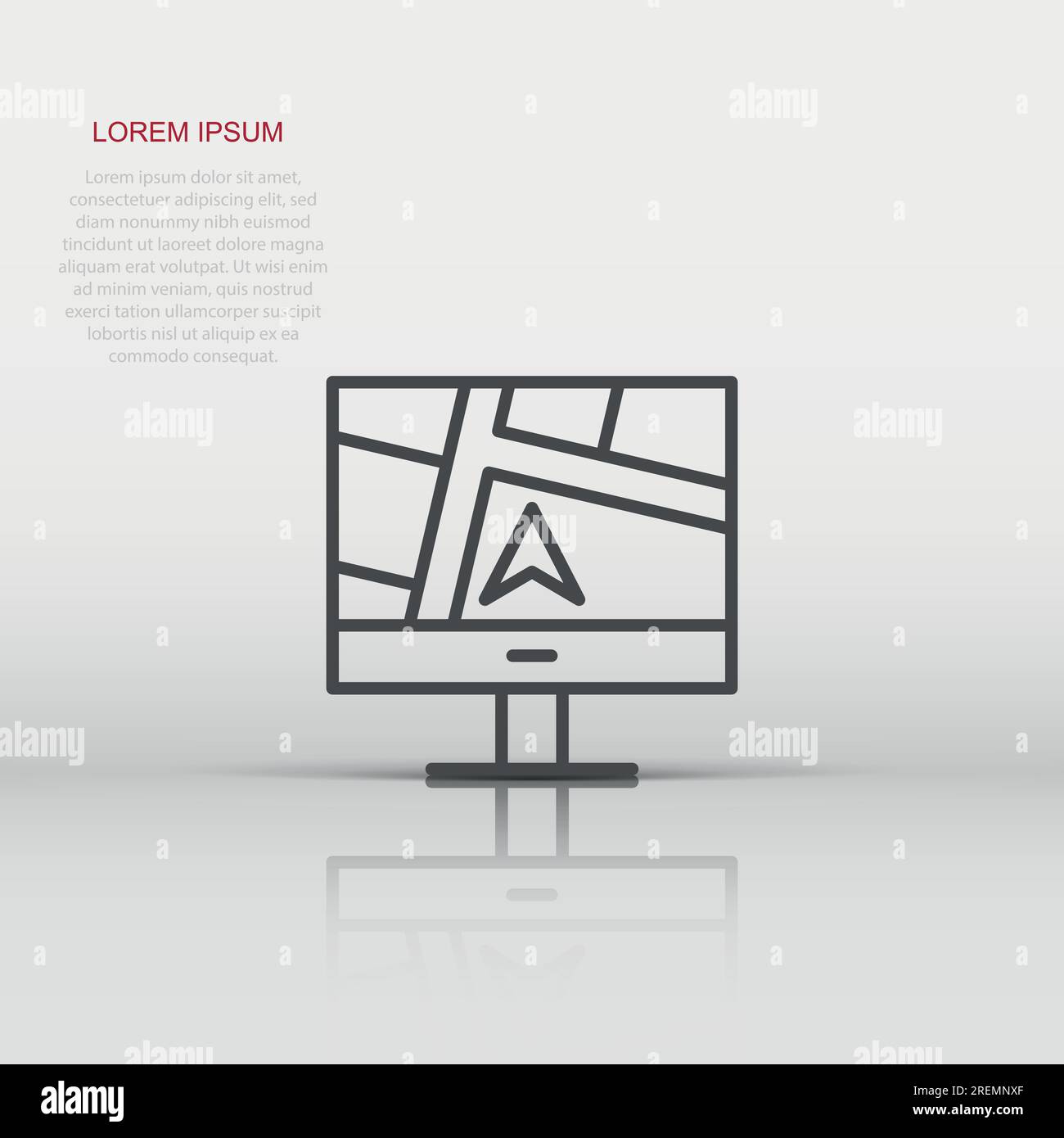 Computer navigation icon in flat style. Monitor pin gps vector ...