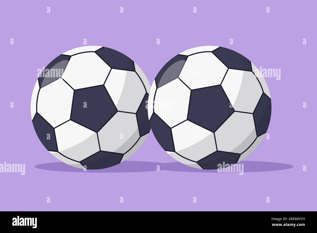 Graphic flat design drawing football soccer ball icon. Black and white ...