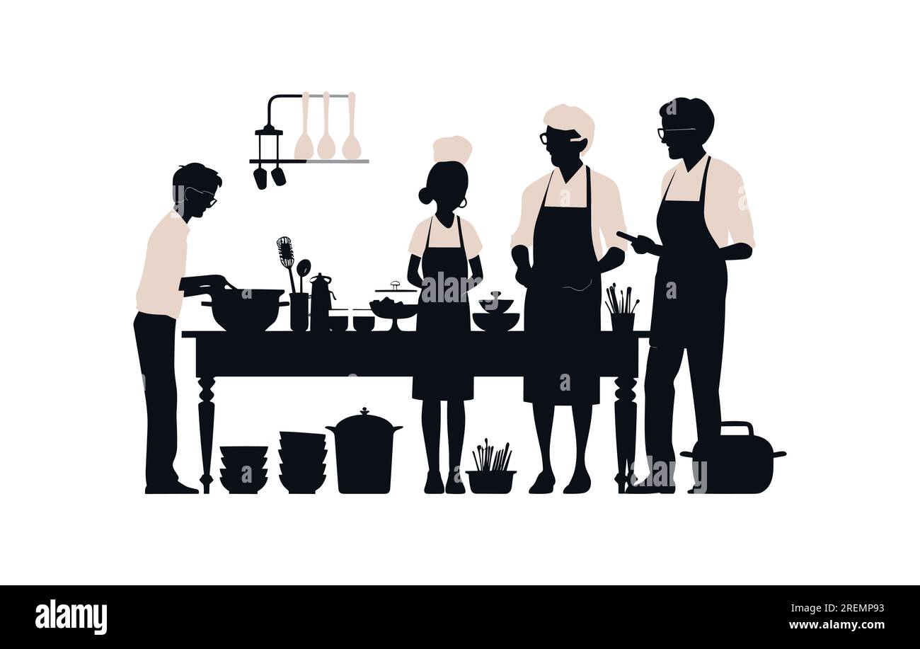Child Cooking Silhouette