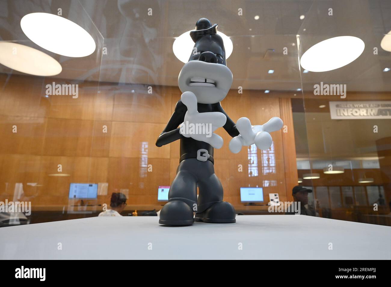 New York, USA. 27th July, 2023. Jay Sculpture on display and part of ...