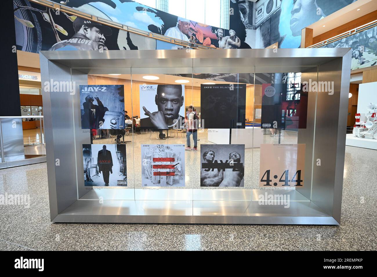 New York, USA. 27th July, 2023. Jay-Z album covers on display part of ...